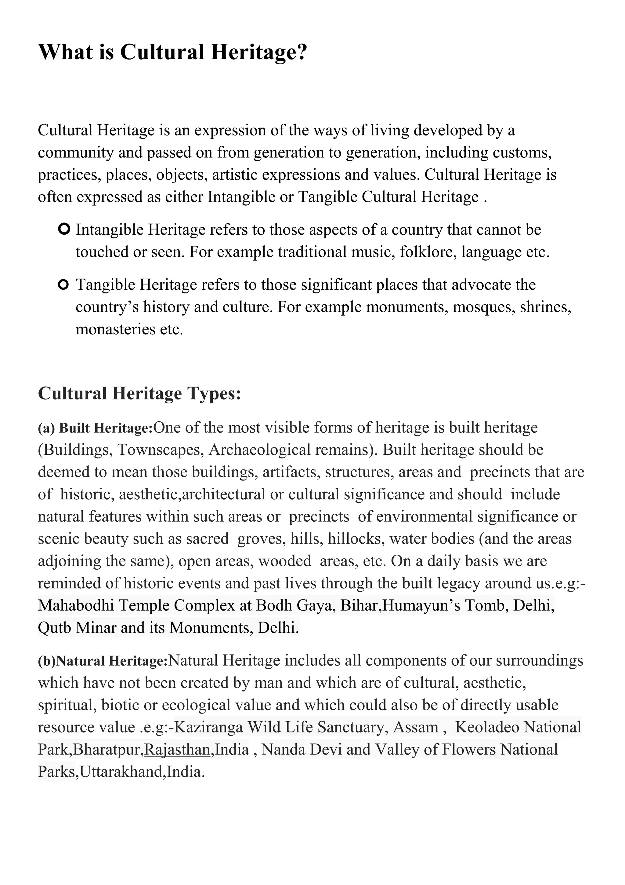 Cultural heritage & its importance | DOCX
