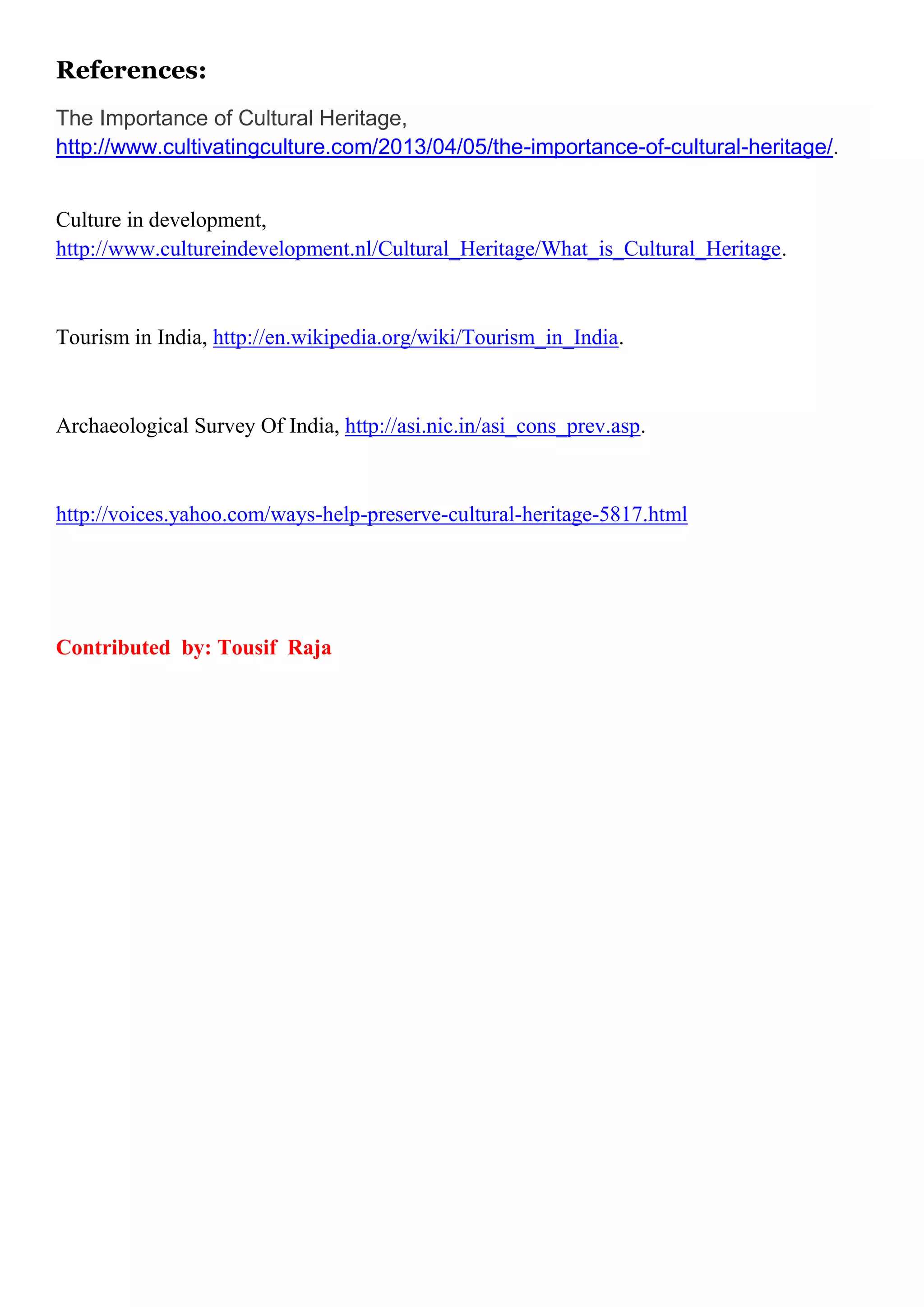 Cultural heritage & its importance | DOCX