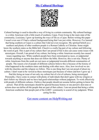 Cultural Heritage Essay | PDF