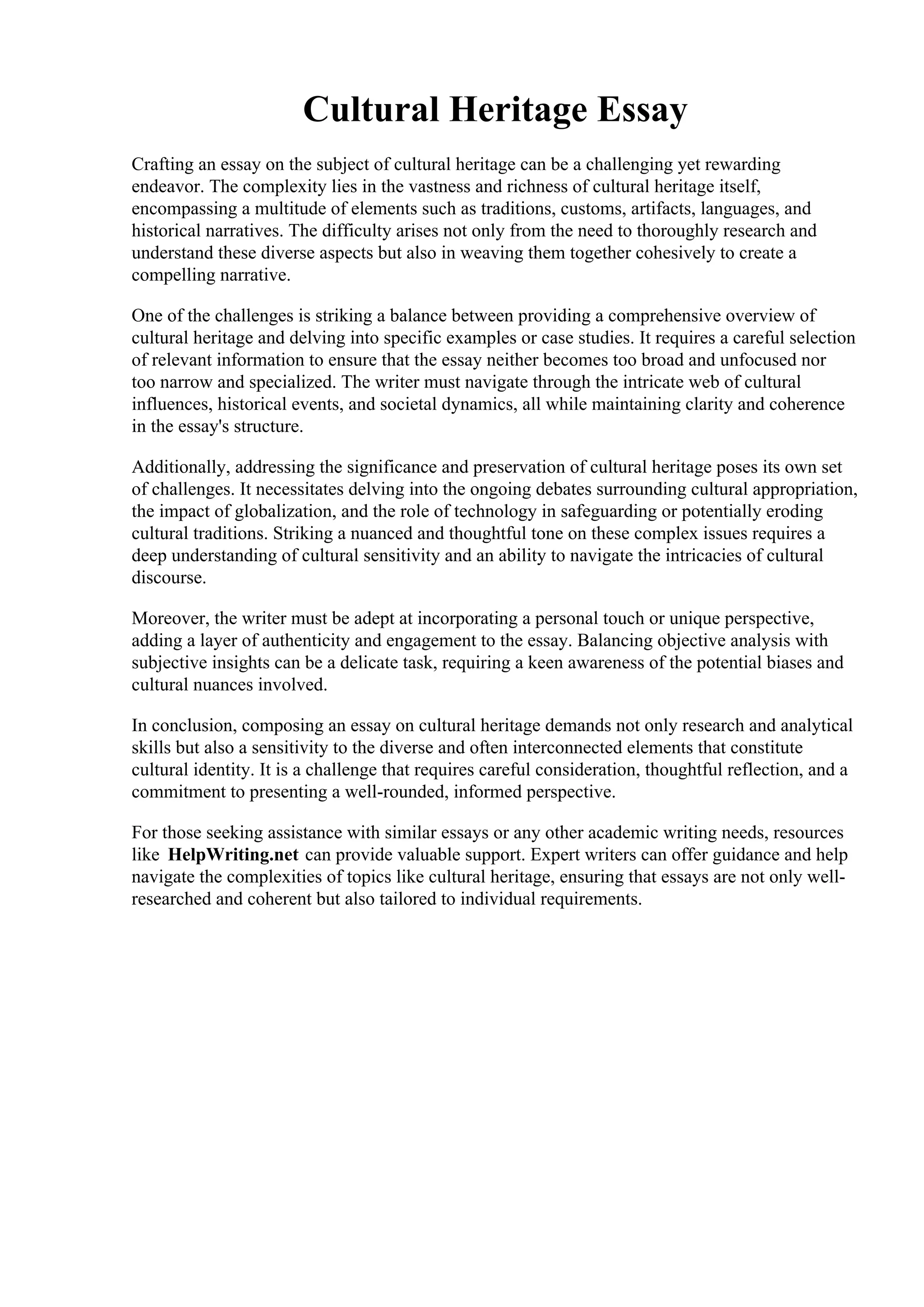 Cultural Heritage Essay. Module 1: Cultural Heritage Essay Ancient ...