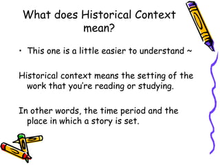 Cultural historical context presentation 2 | PPT
