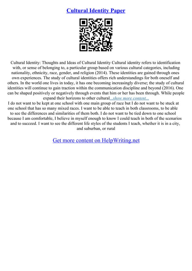 Cultural Identity Essay | PDF