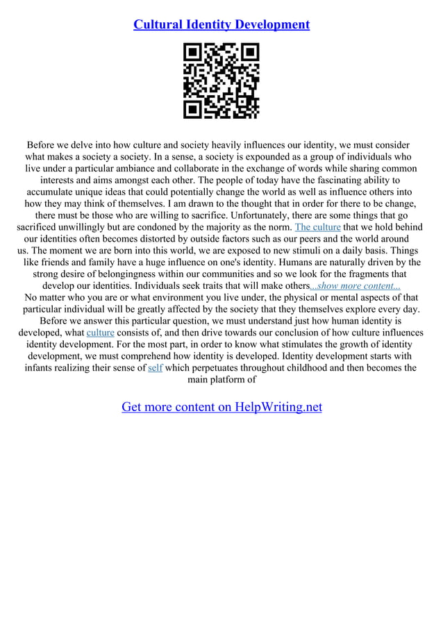 Cultural Identity Essay | PDF