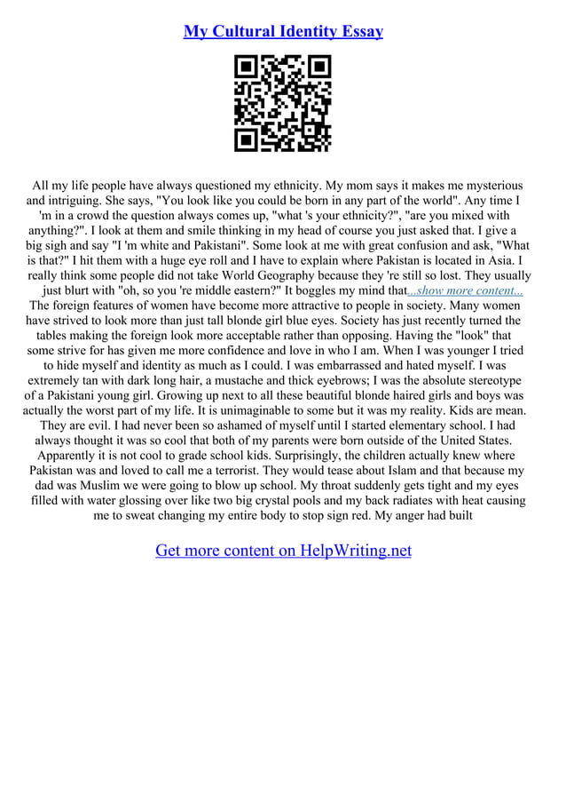 Cultural Identity Essay | PDF
