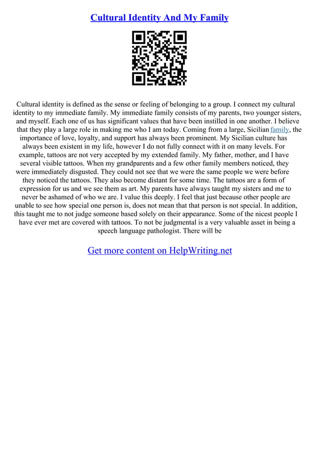 Cultural Identity Essay | PDF