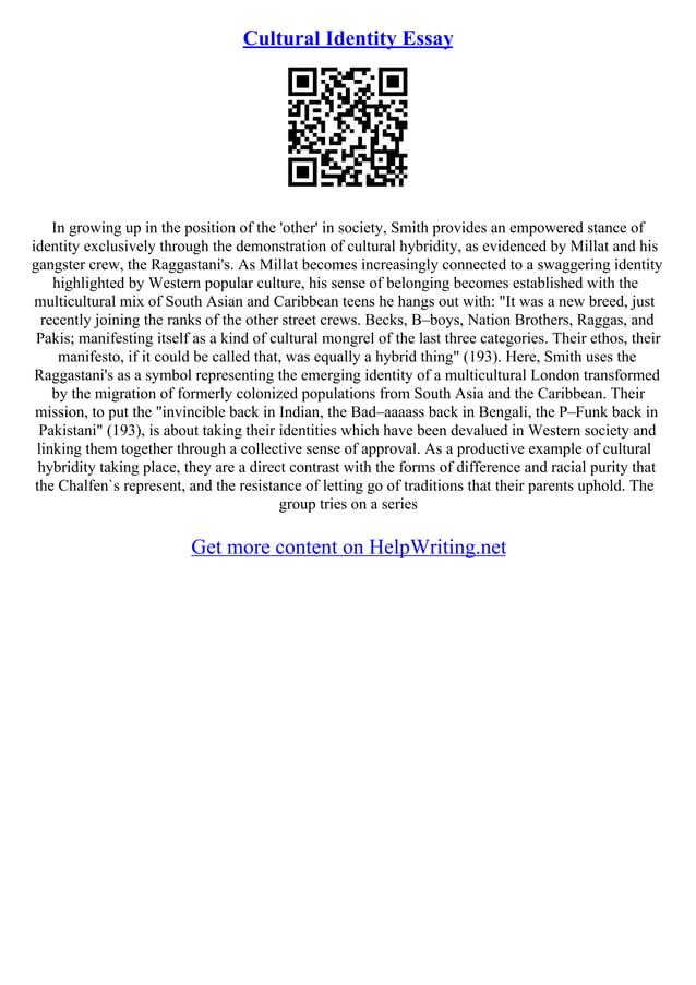 Cultural Identity Essay | PDF