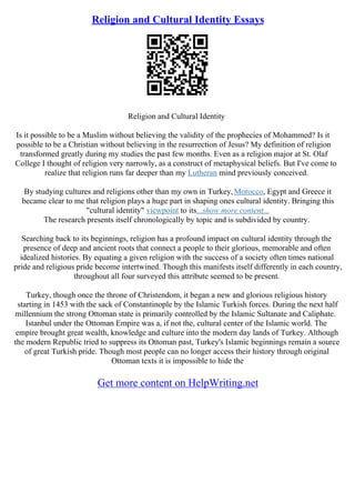 Cultural Identity Essay | PDF