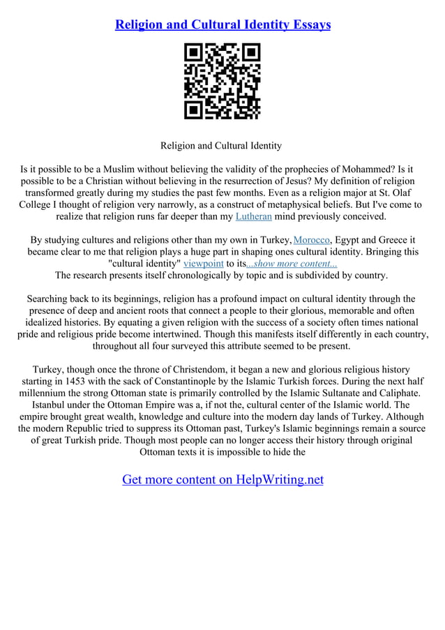 Cultural Identity Essay | PDF