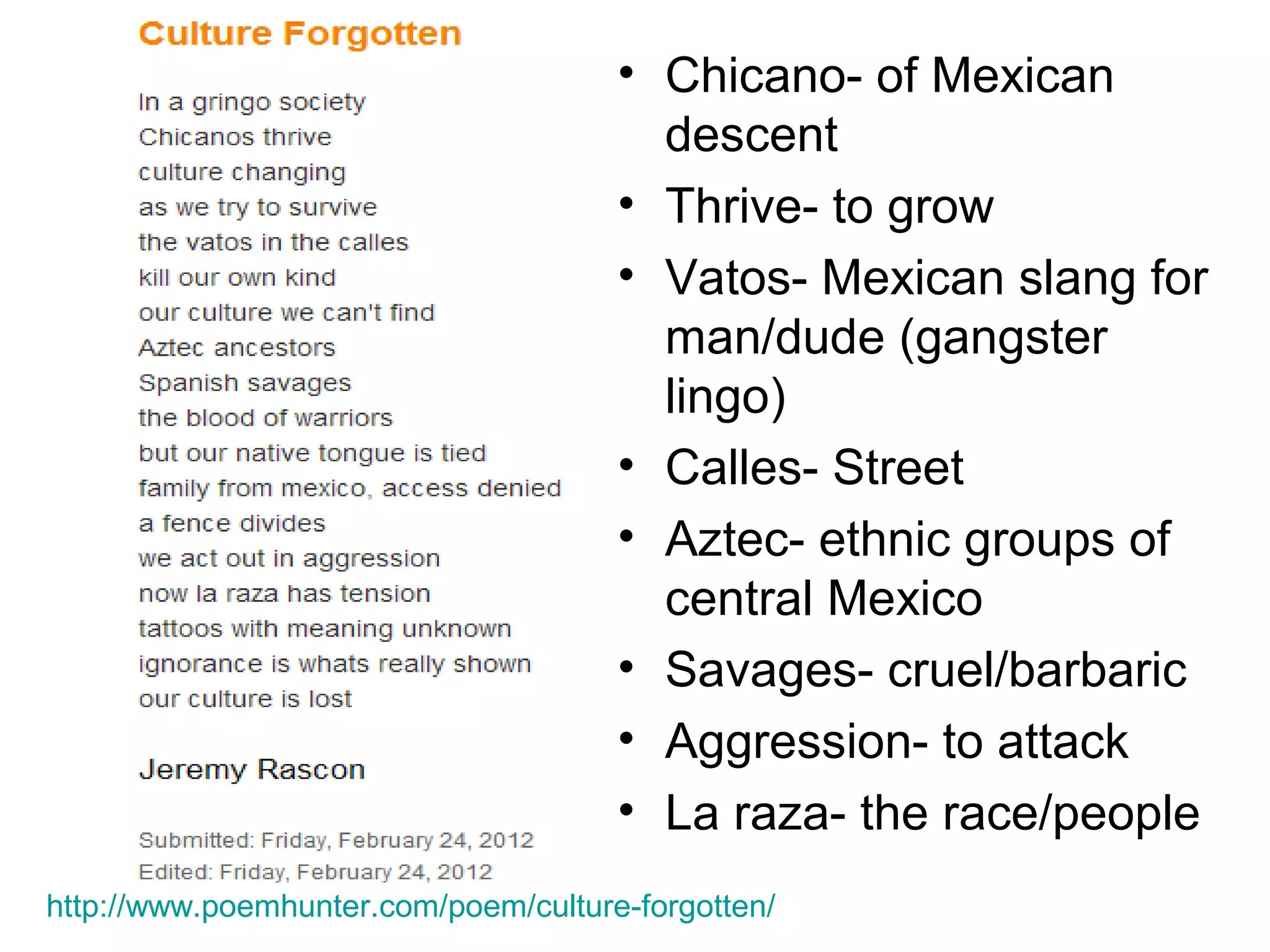 Cultural identity in poetry | PPT