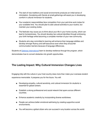 cultural immersion for students for indian student | PDF