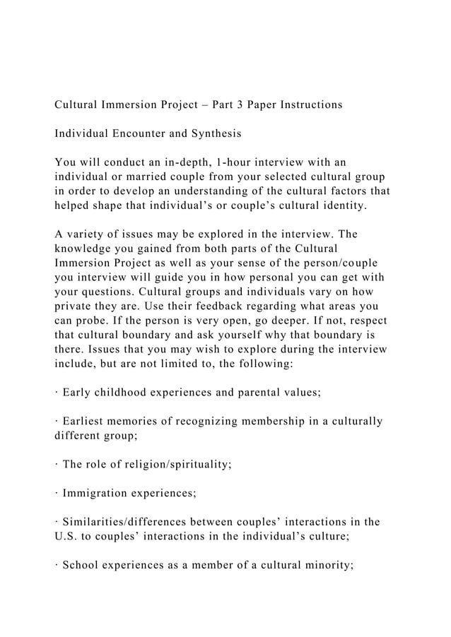 Cultural Immersion Project – Part 3 Paper InstructionsIndivi.docx