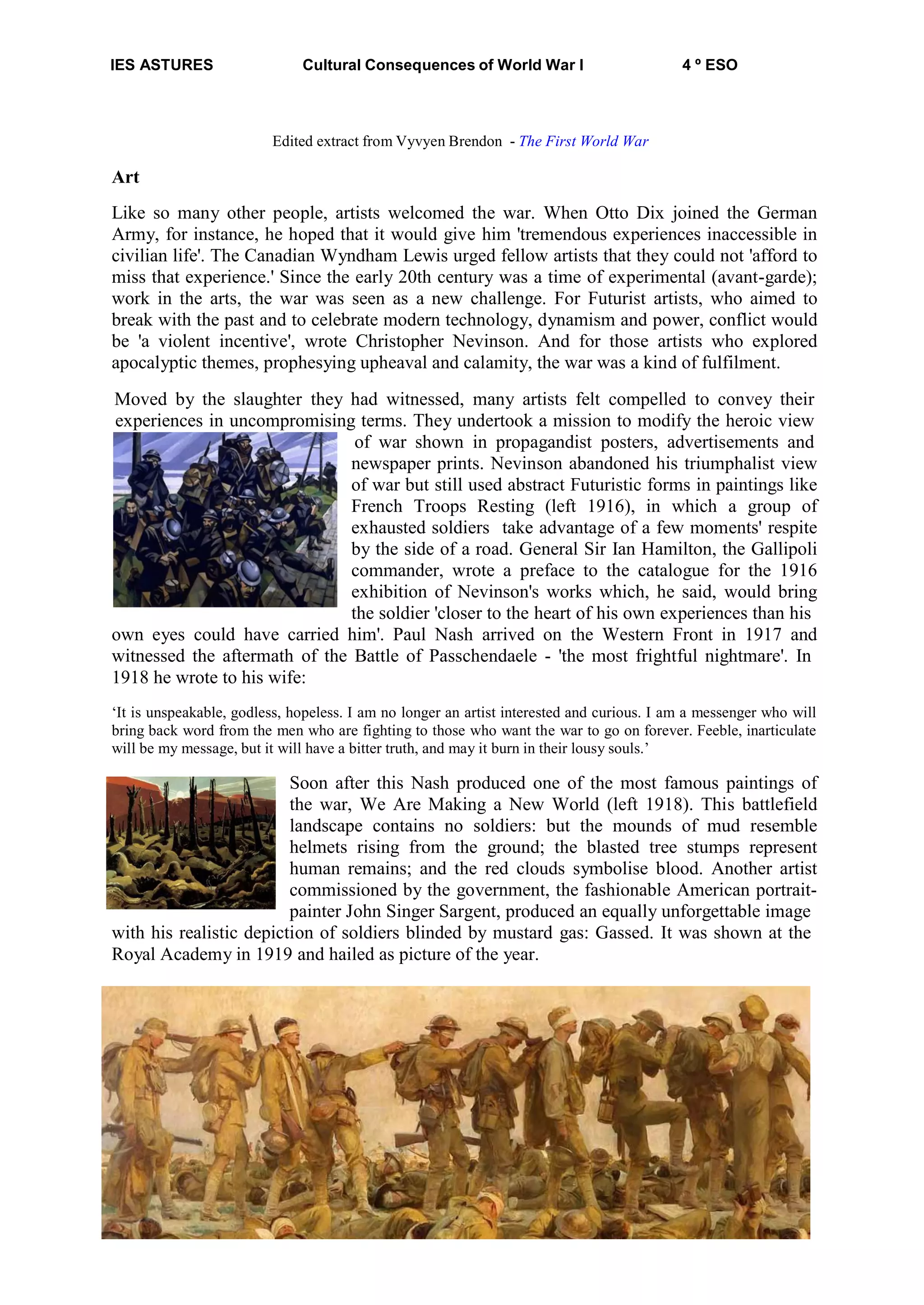 Cultural impact of_wwi | PDF