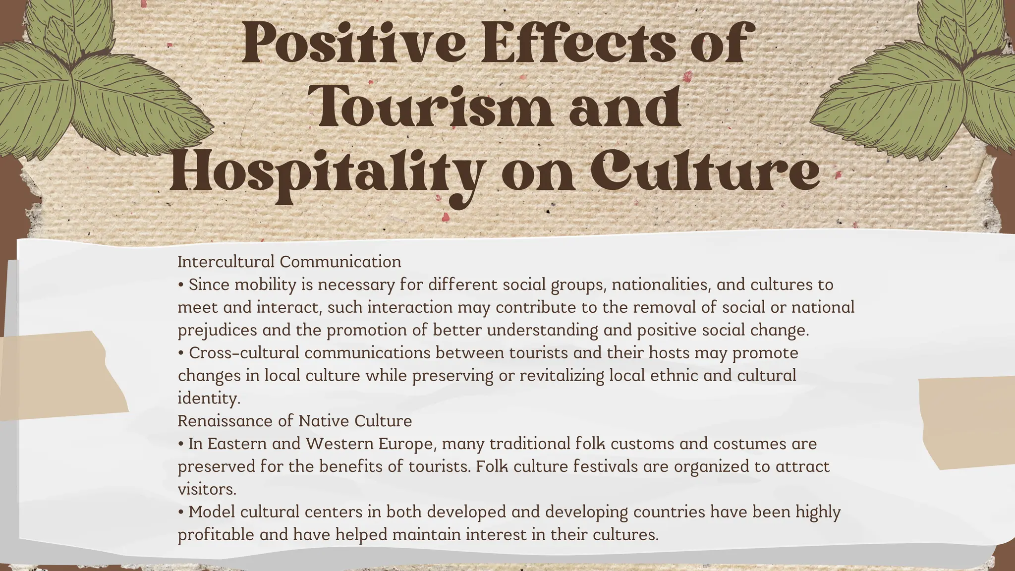 Cultural Impacts, cultural impacts of Tourism | PDF