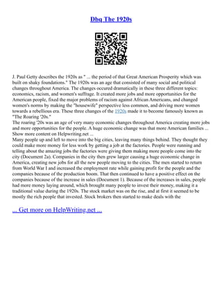 Cultural Influences Of The 1920S | PDF