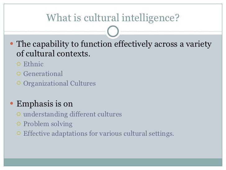 Cultural Intelligence