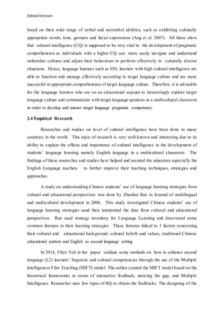 Cultural intelligence proposal latest | DOC
