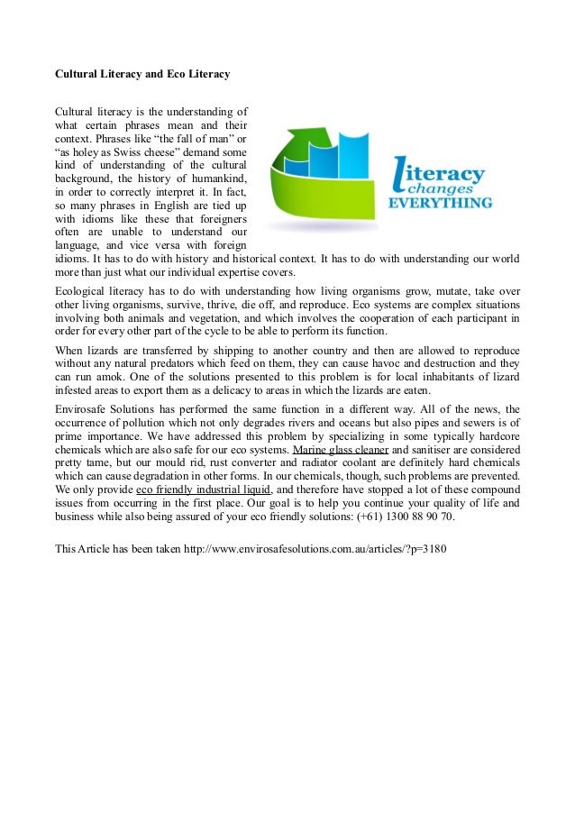 Cultural literacy and eco literacy