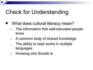 Cultural Literacy Presentation | PPT