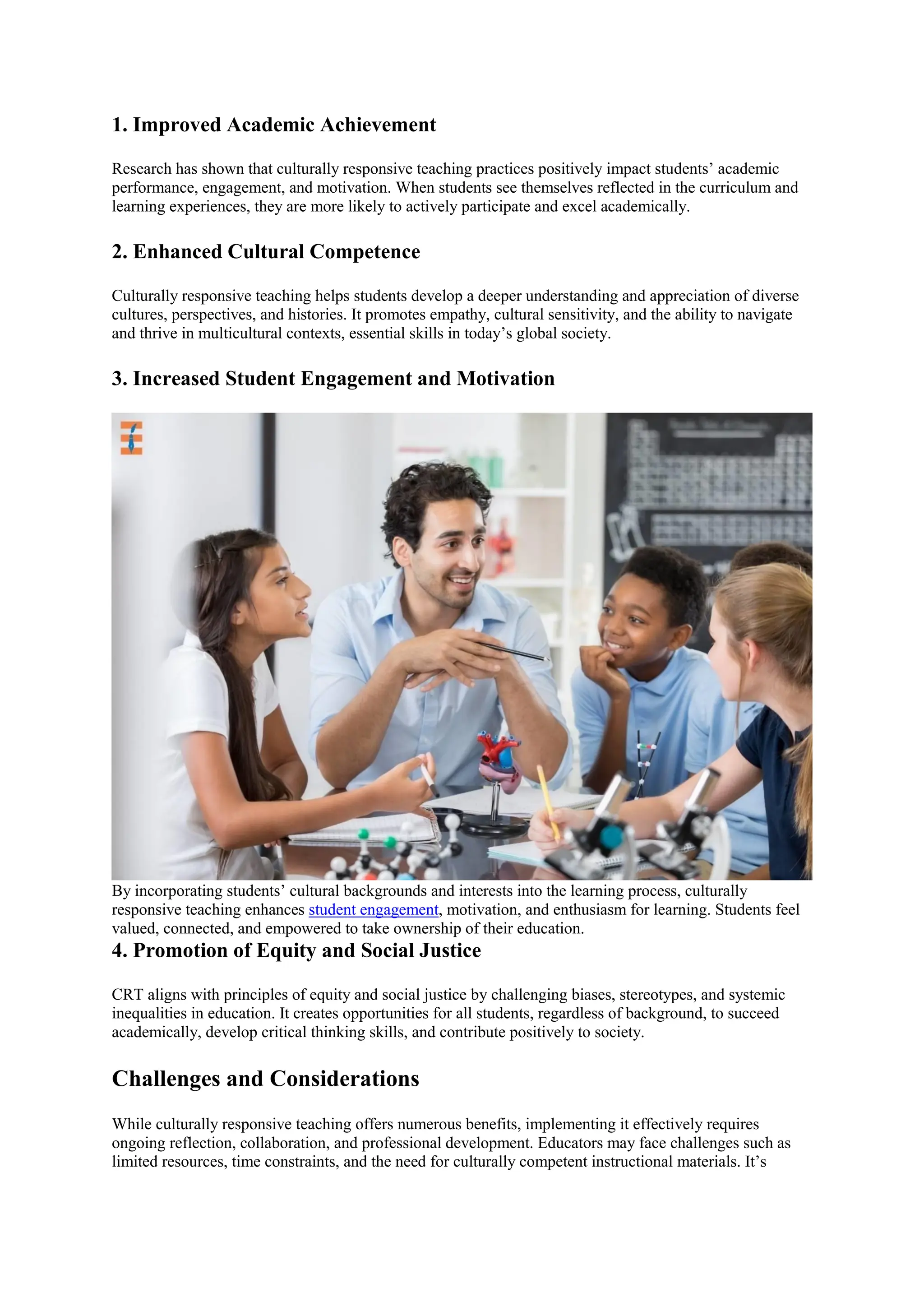 Culturally Responsive Teaching: Nurturing Inclusive and Empowering Learning Environments | PDF