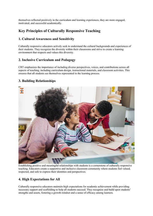 Culturally Responsive Teaching: Nurturing Inclusive and Empowering Learning Environments | PDF