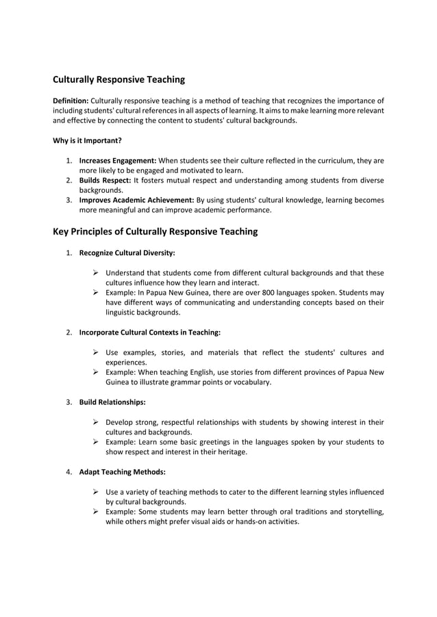 Culturally Responsive Teaching Explained ZW.pdf | Homework and Study | Education