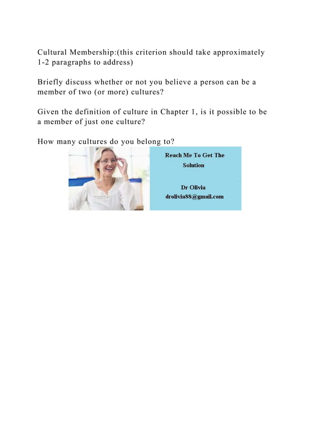 Cultural Membership(this criterion should take approximately 1-2 pa.docx