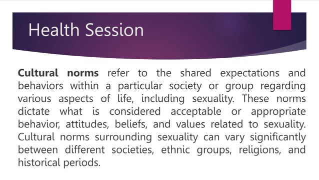 Cultural Norms on Sexuality in the Philippines.pptx | Sexual Health | Diseases and Conditions