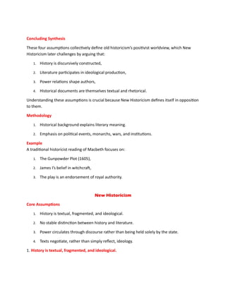 Old Historicism vs New Historicism Slides | PDF