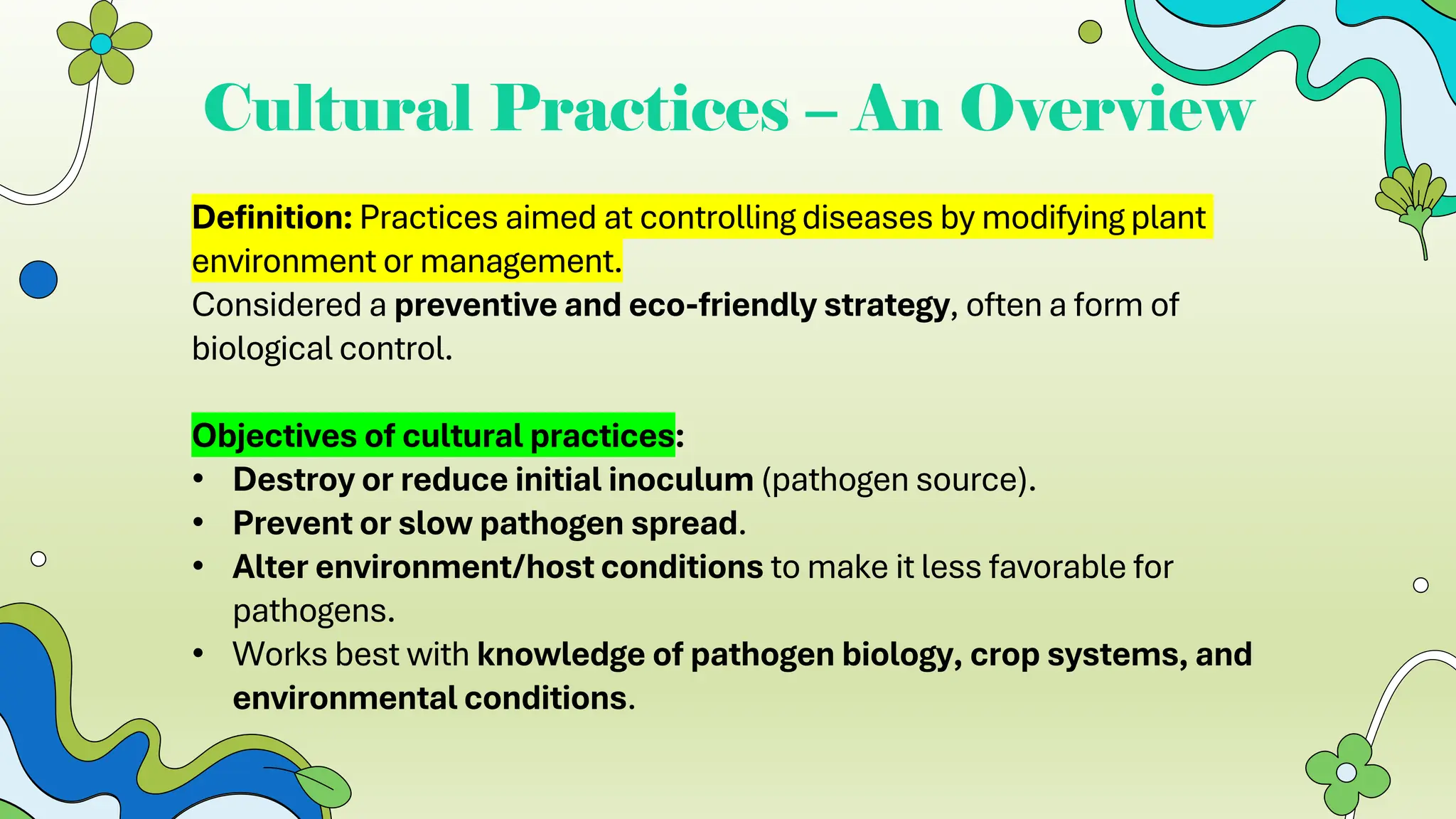Cultural practices to manage plant diseases | PDF