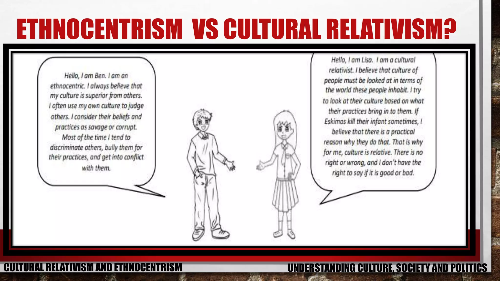 Cultural relativism and ethnocentrism | PPTX