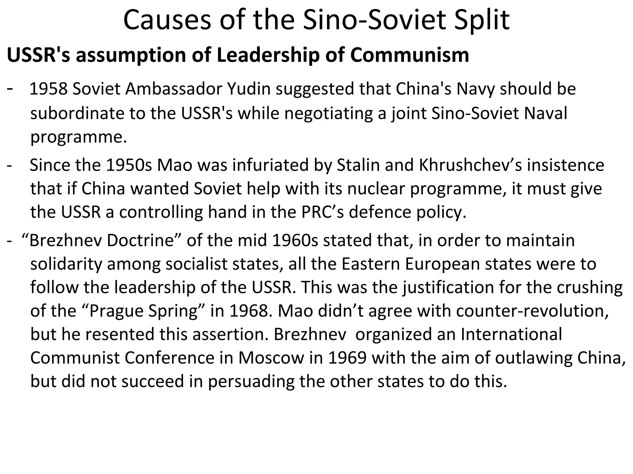 IB History: Sino-Soviet Split | PPT
