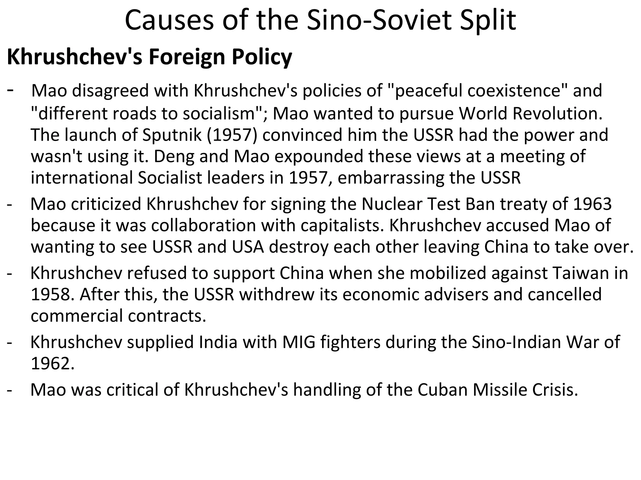 IB History: Sino-Soviet Split | PPT