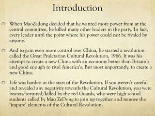 Cultural revolution diary entries ppt | PPTX