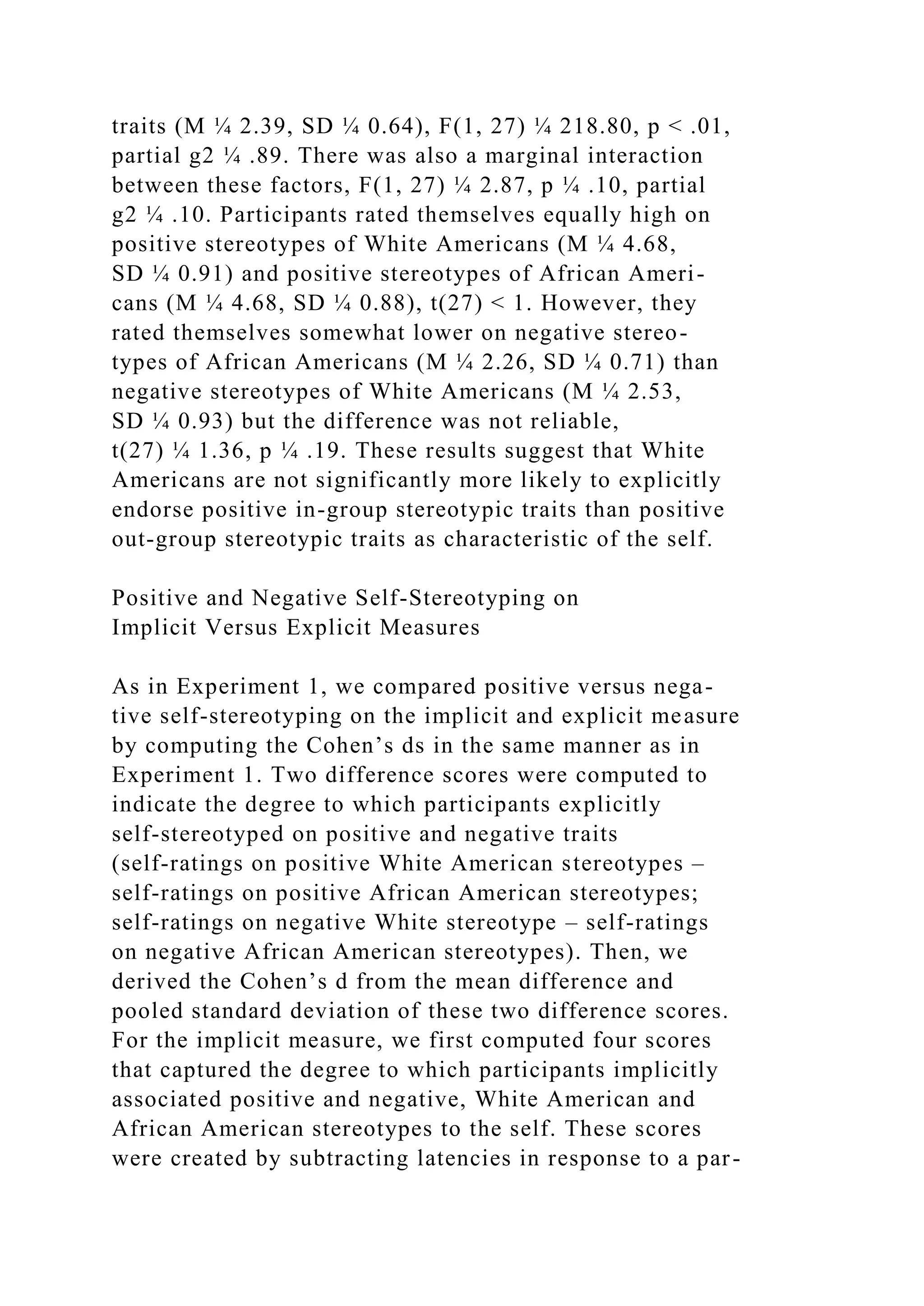 Cultural Stereotypes and the Self A Closer Examination ofIm.docx