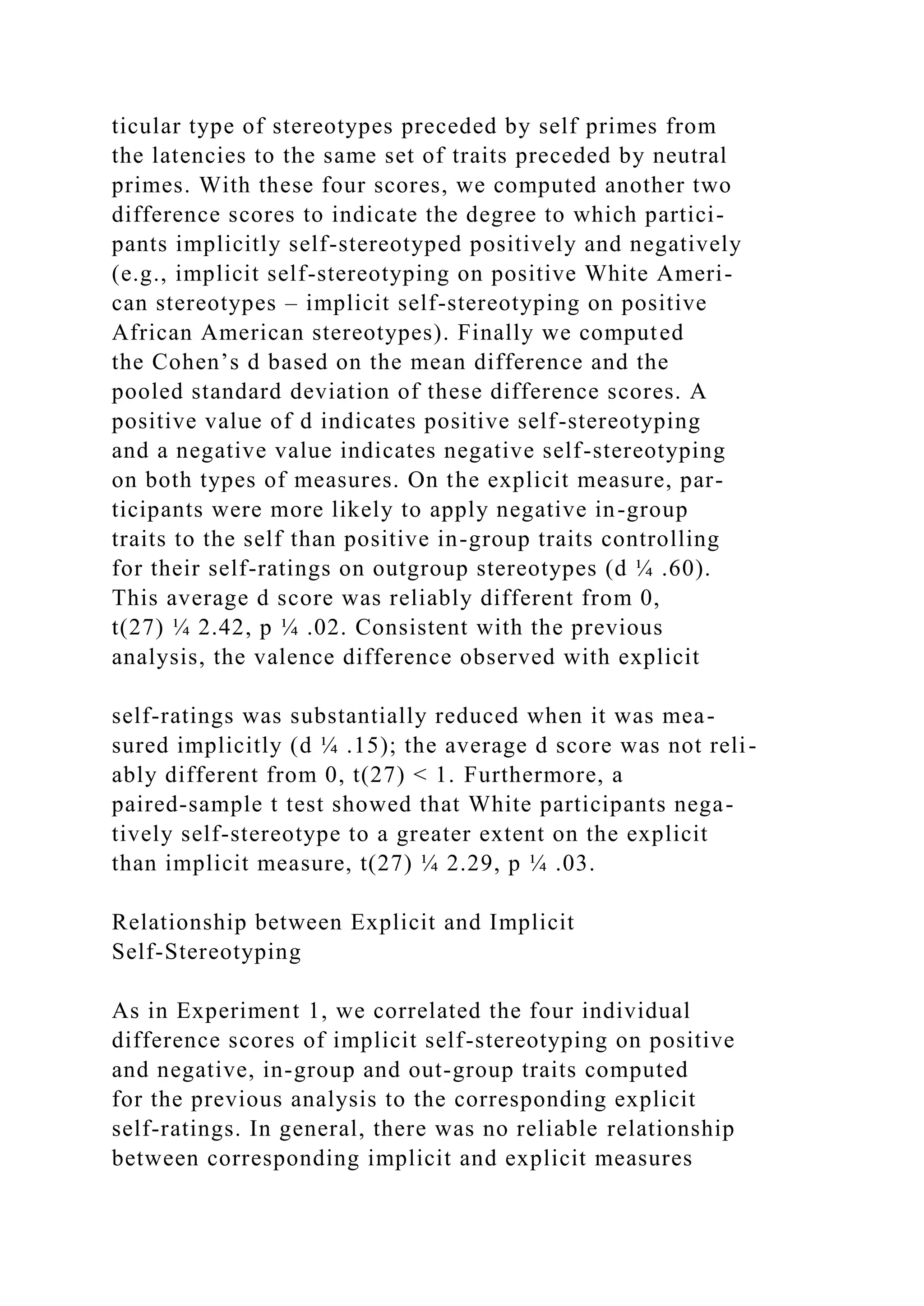 Cultural Stereotypes and the Self A Closer Examination ofIm.docx