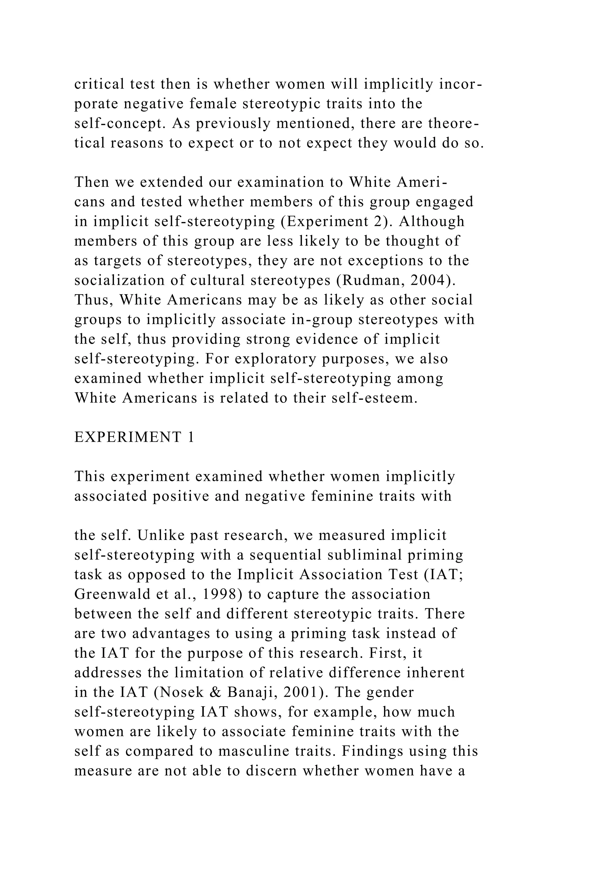 Cultural Stereotypes and the Self A Closer Examination ofIm.docx