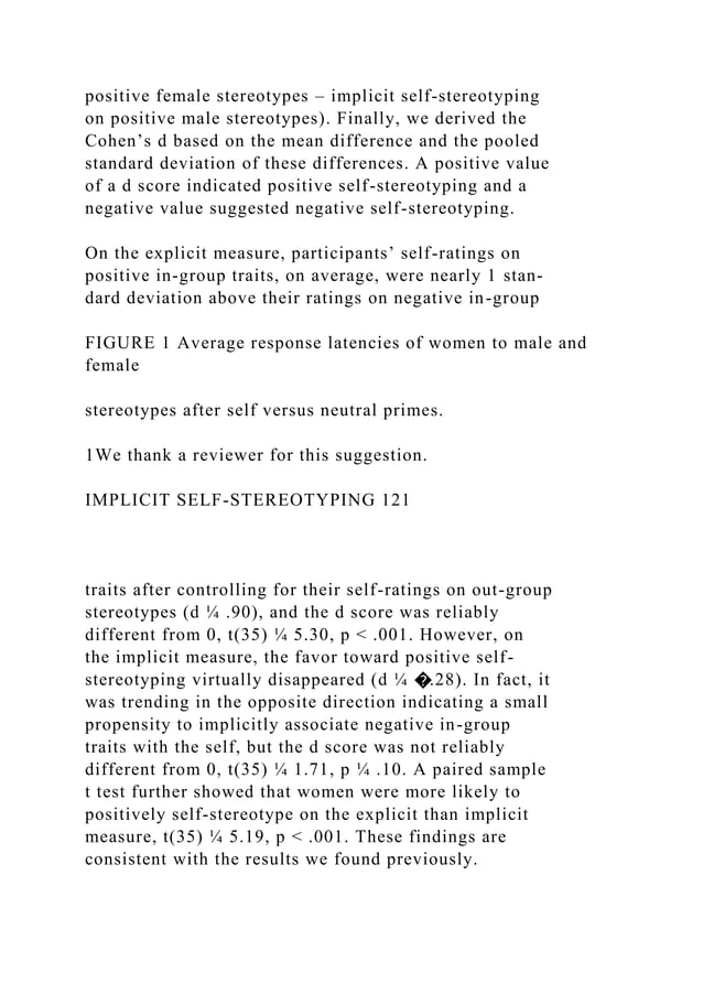 Cultural Stereotypes and the Self A Closer Examination ofIm.docx