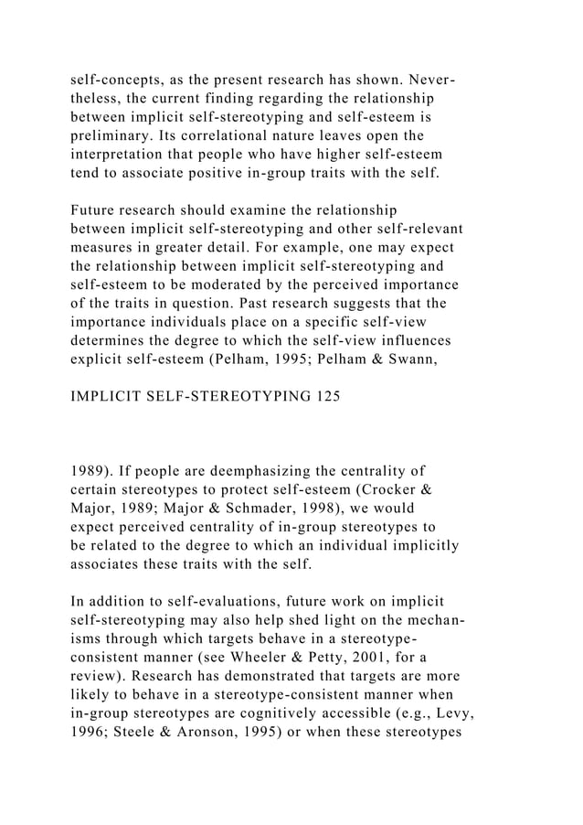 Cultural Stereotypes and the Self A Closer Examination ofIm.docx