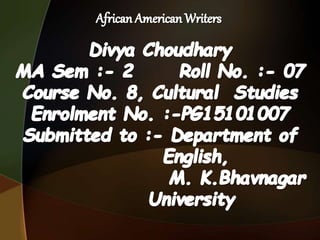 African American Writers | PPTX