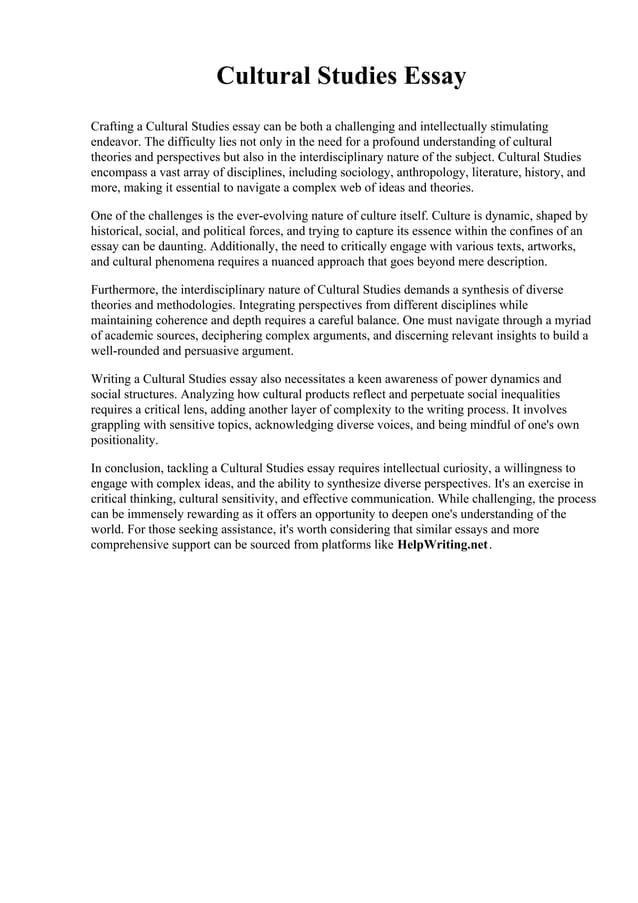 Cultural Studies Essay | PDF