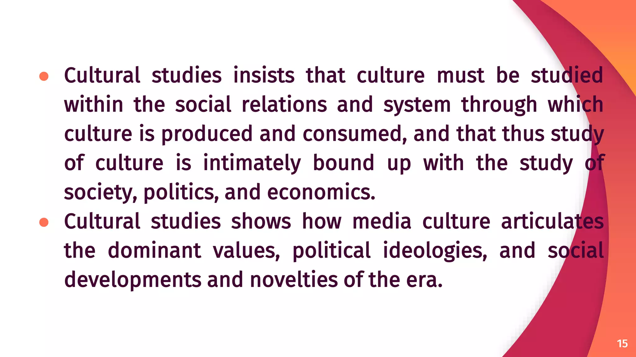 Media Culture and Cultural studies | PPTX