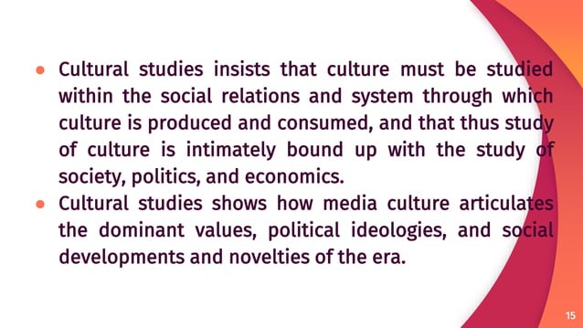 Media Culture and Cultural studies | PPTX