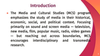 Media Culture and Cultural studies | PPTX
