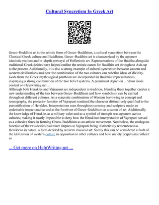 Cultural Syncretism In Greek Art | PDF