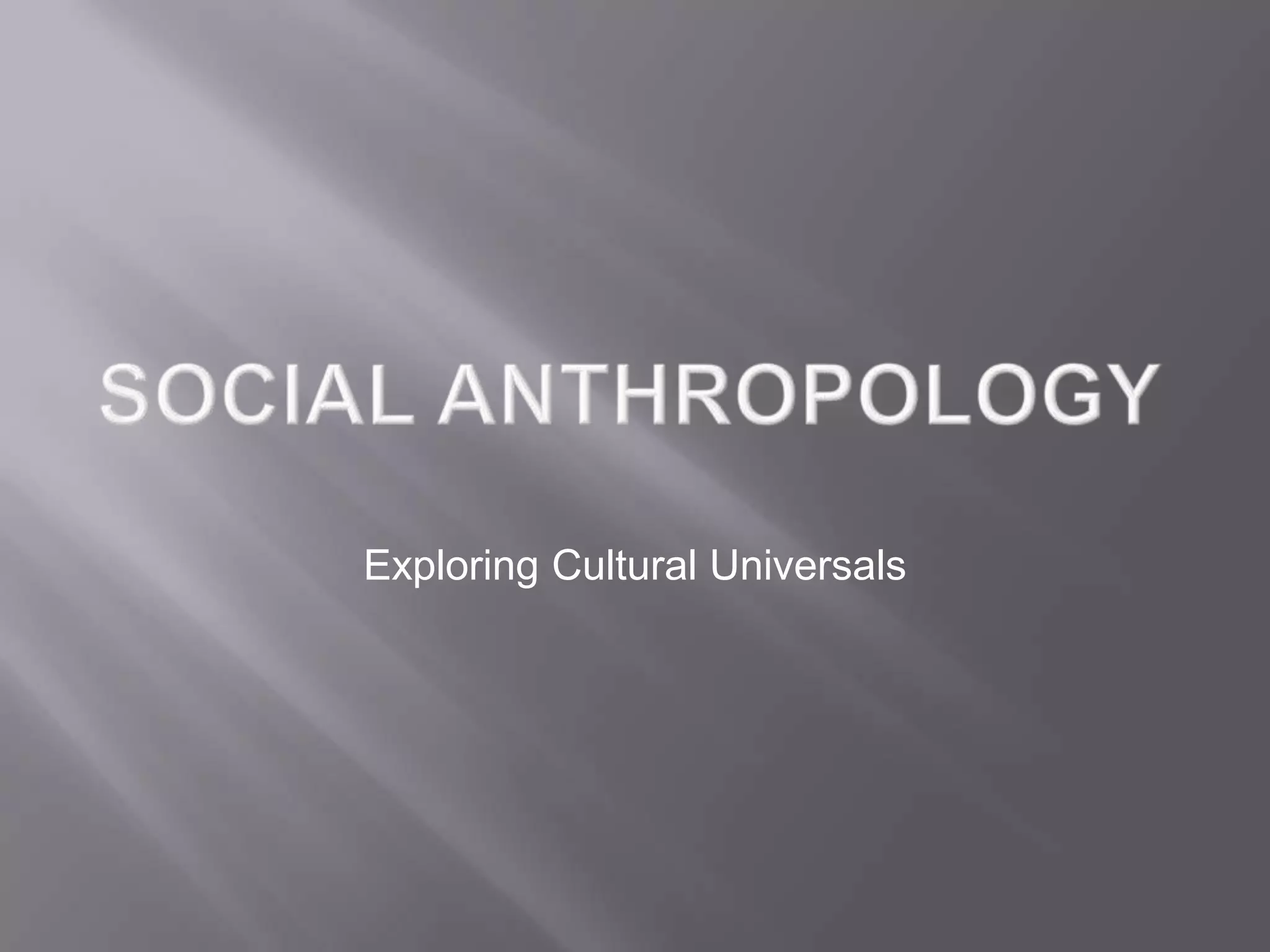 Cultural Universals PowerPoint | PPTX