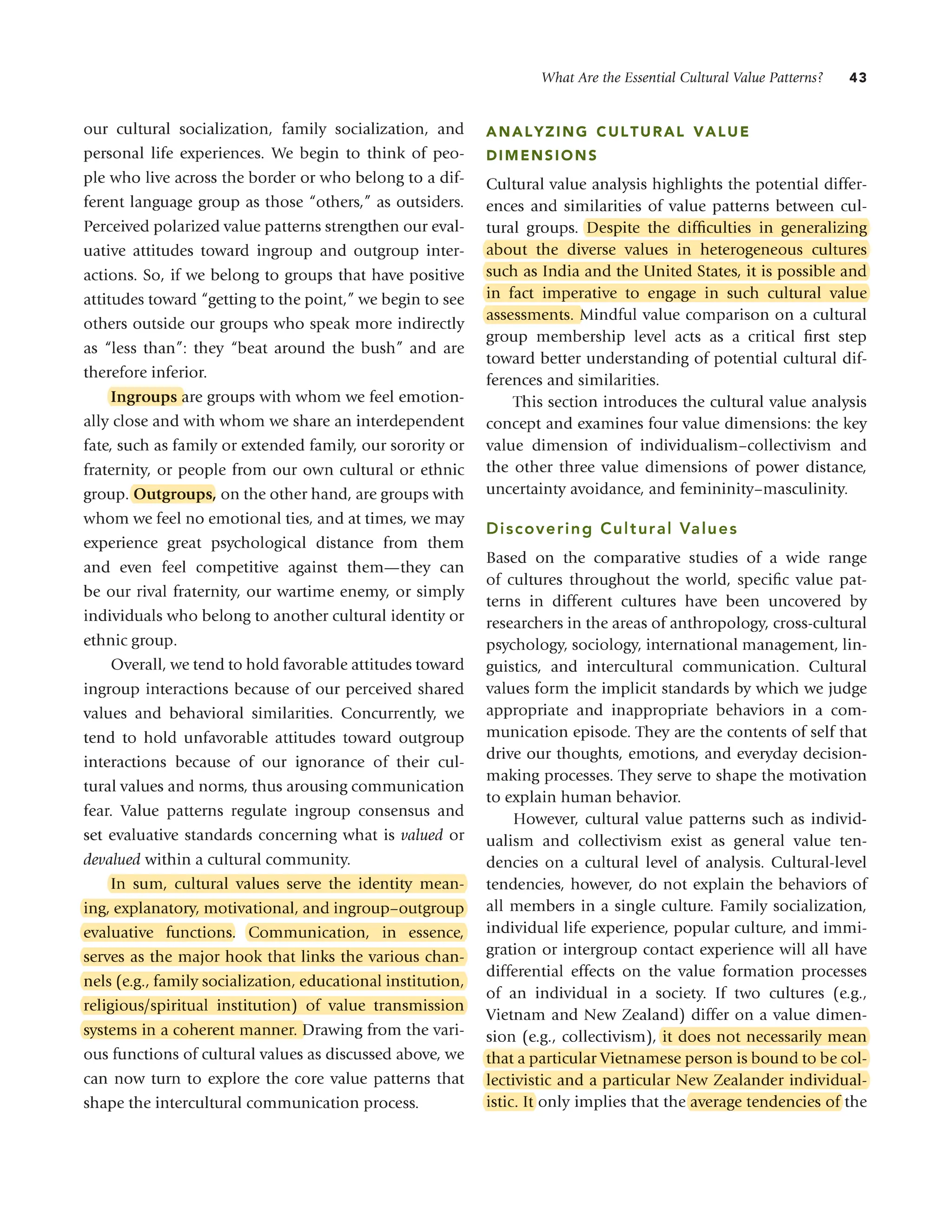 Cultural value dimensions Cultural value dimensions Cultural value ...