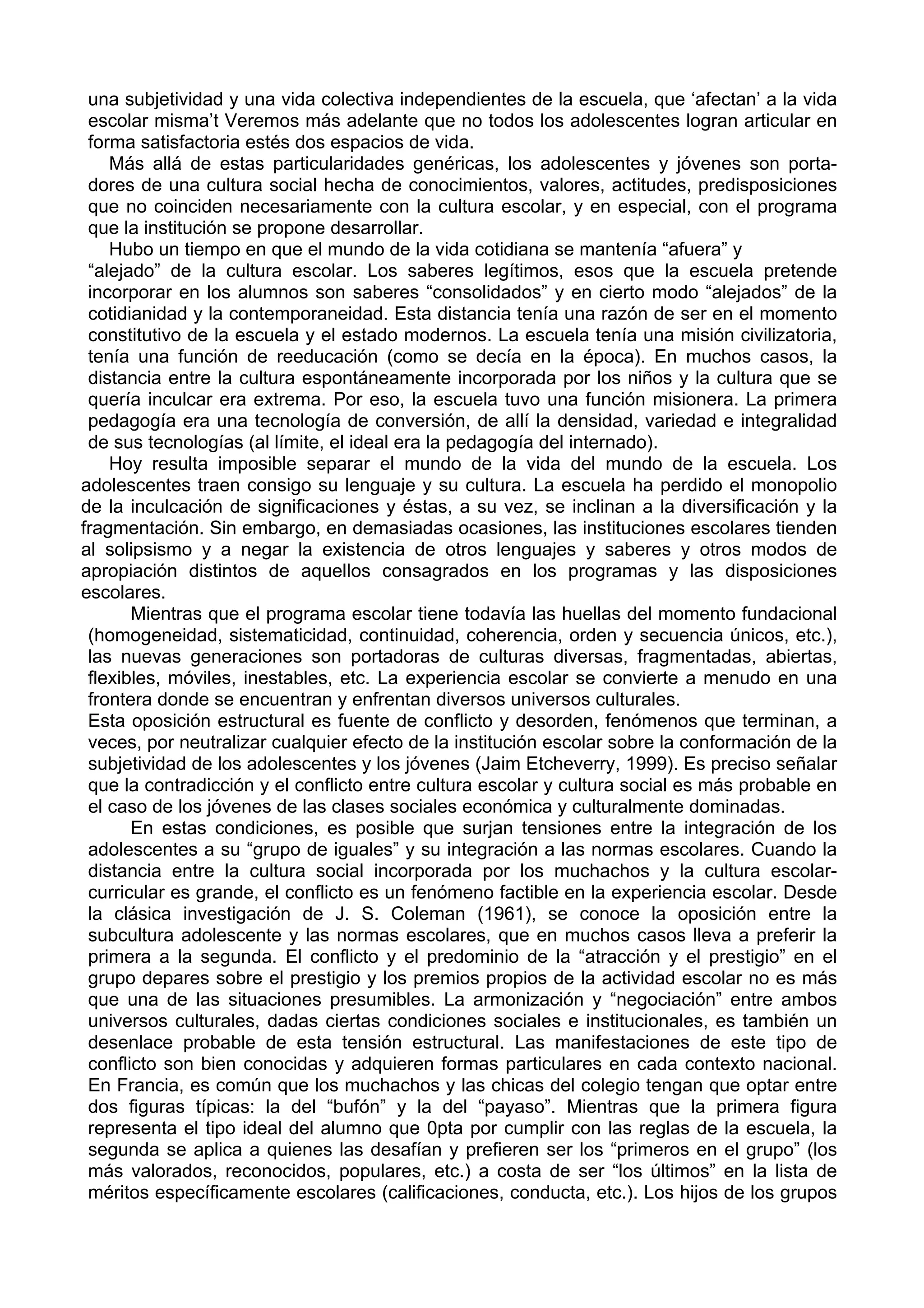 Culturas juveniles y cultura escolar | PDF