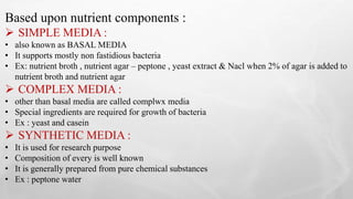 types of culture media | PPTX