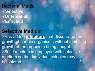 BS Marine Biology- Types of Culture Media | PPT