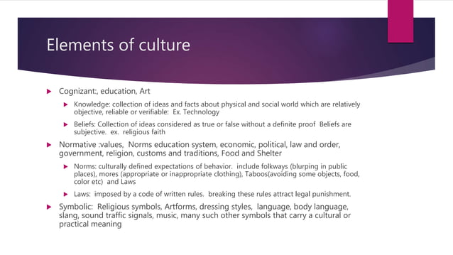 Culture definition, Meaning and Elements | PPT